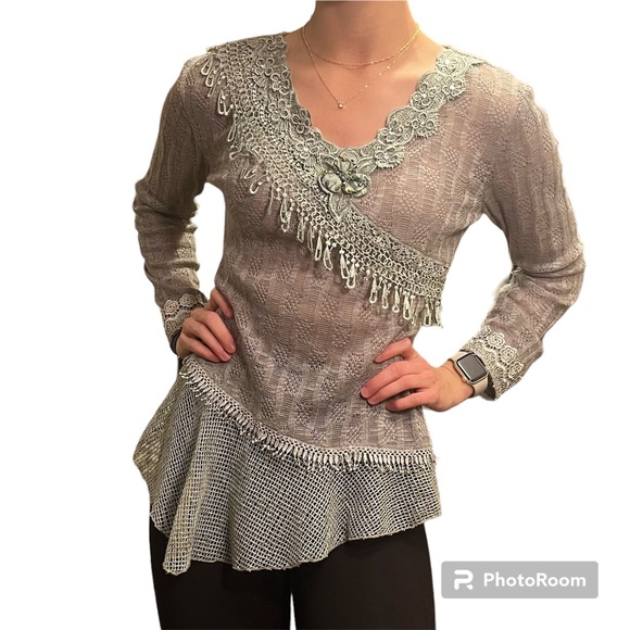 zba | Tops | Vintage Y2k Zba Asymmetrical Long Sleeve Gray Blouse ...